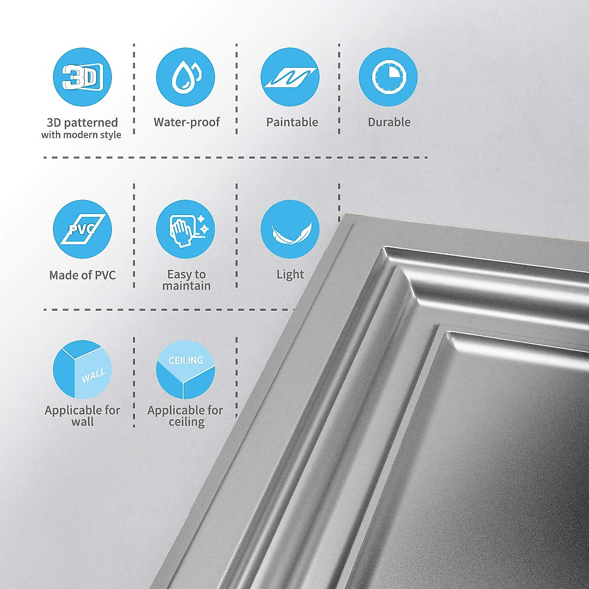 Art3d PVC Ceiling Tiles, 2'x2' Plastic Sheet in White (12-Pack)