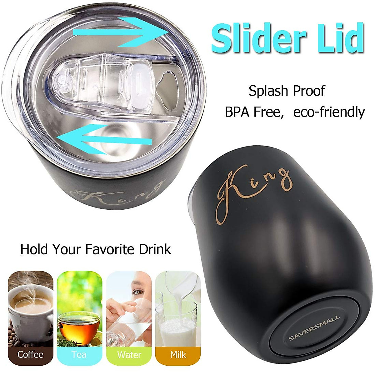 2 Pack 12oz Insulated Wine Tumbler with Lid Straw, Stemless Wine Glasses, Unbreakable Stainless Steel Thanksgiving Christmas Wedding Wine Glass Set Gift, Travel Use Coffee Cup, Gift for Parents Couple