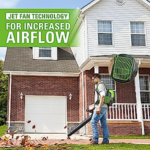 Greenworks 40V (165 MPH / 660 CFM / 75+ Compatible Tools) Cordless Brushless Backpack Leaf Blower, 8.0Ah Battery and Charger Included, Green