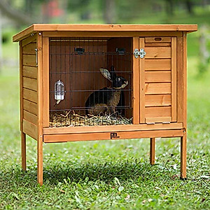 Prevue Hendryx 461 Large Rabbit Hutch, Stained Wood