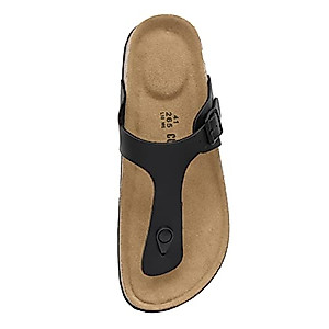CUSHIONAIRE Men's Leah Cork footbed Sandal with +Comfort, Black Nappa 11