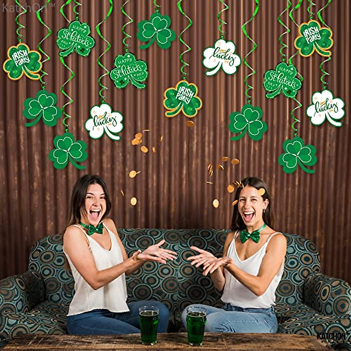 KatchOn, St Patricks Day Hanging Decorations - Pack of 30, No DIY | St Patricks Day Hanging Swirls Decorations | Shamrock Decorations | St Patricks Day Decorations | Saint Patricks Day Decorations