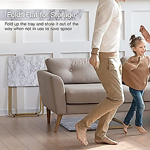 HUANUO Folding TV Tray Table -Stable Tray Table with No Assembly Required, TV Dinner Tray for Eating, Foldable Snack Tables for Bed & Sofa (Marbling)