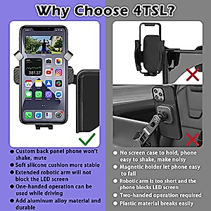 4TSL Tesla Monitor Cell Phone Mount, One-Hand Operation Phone Holder Fits 5-6.8" Cellphone with 360° Longer Arms, No Noise Phone Stand for Model 3 2017-22 Model Y 2019-22 Tesla Accessories