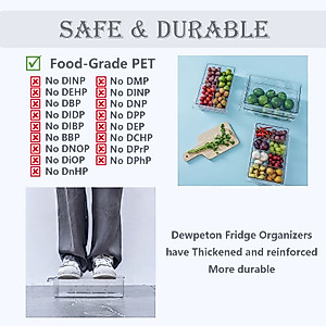 Refrigerator Organizer Bins - Clear Plastic Container Drawer for Egg Vegetable Fruit Snack Drink Food, Home Essentials Organization and Storage for Fridge Kitchen Cabinet Pantry Freezer