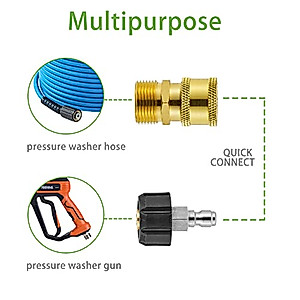 FIXFANS Pressure Washer Adapter Sets, M22 14mm to 1/4'' Quick Connect Fittings kits, Quick Connect Gun to Hose (2 x 2, 2 Pack)