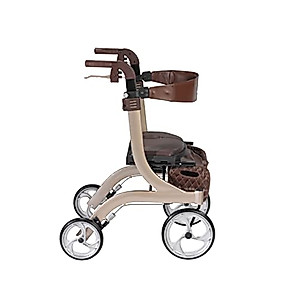 Drive Medical RTL10266CH-HS Nitro DLX Foldable Rollator Walker with Seat, Champagne (Brown)