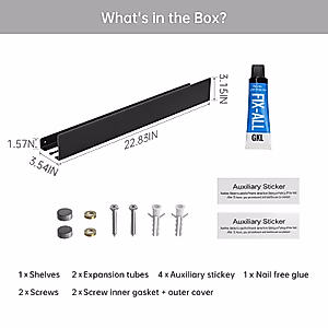 Bosimila Shower Caddy, 23 Inch Shower Shelves Bathroom Shelf with A Towel Hanger Minimalist Organizer Toiletry Self Adhesive Rack(Black)