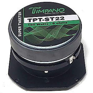 Timpano Super Tweeter TPT-ST22 Titanium Bullet Horn Tweeter, 8 Ohms 80 Watts RMS Power, 160 Watts Continuous Power, 1.75 Inch Voice Coil Super Tweeter for Pro Car Audio (Single)