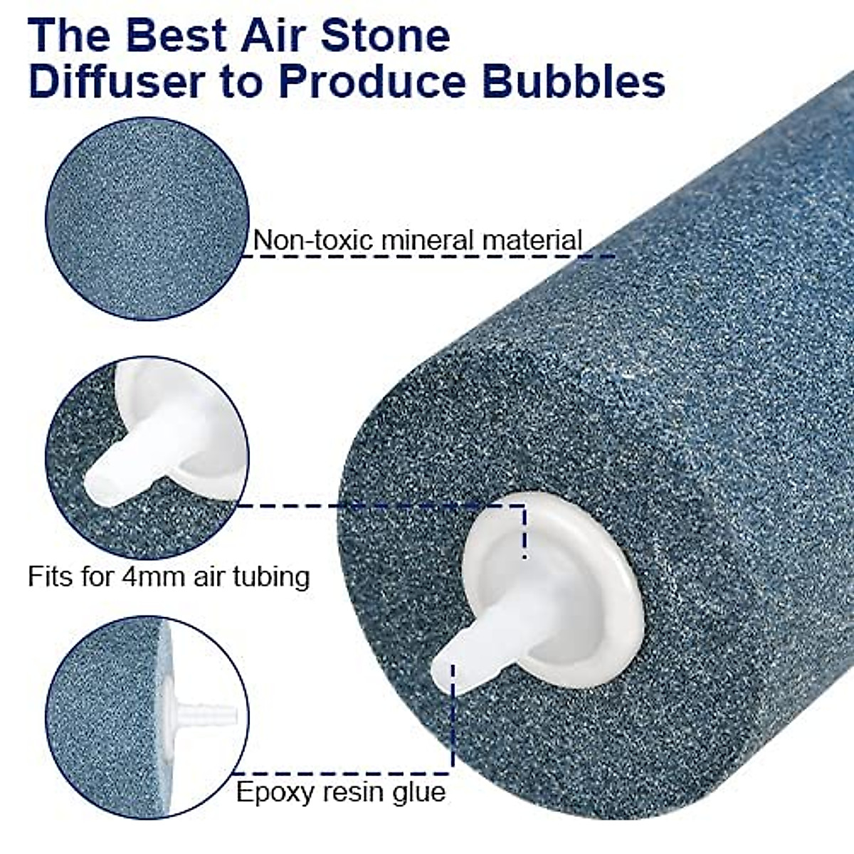 Simple Deluxe 4 X 2 Inch Large Air Stone Cylinder for Fish & Plant in Aquarium and Hydroponics Air Pump, 10 Pack