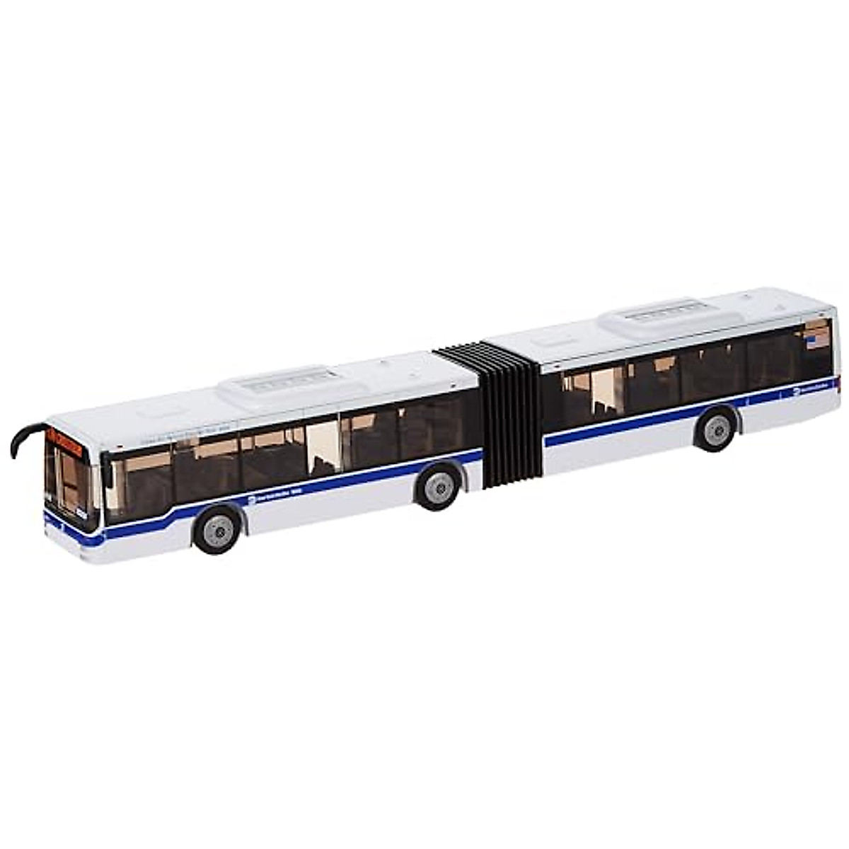 Daron RT8563 New York City MTA Metro Articulated Electric Bus 1:43 Scale- 16 Inches long White/Blue/Black