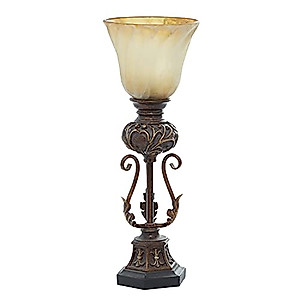 Deco 79 Metal Room Uplight Antique Style Decorative Lamp with Scrolls, Table Lamp 7" x 7" x 20", Brown