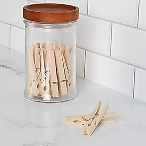 Smart Design 4-Coil Heavy Duty Wooden Clothespins - Non Staining Hardwood Peg Pins - Close Wire Springs - Drying, Hanging, Clothes, Laundry & Linens - Home (3.3 x 0.8 Inch) (18 Pack)