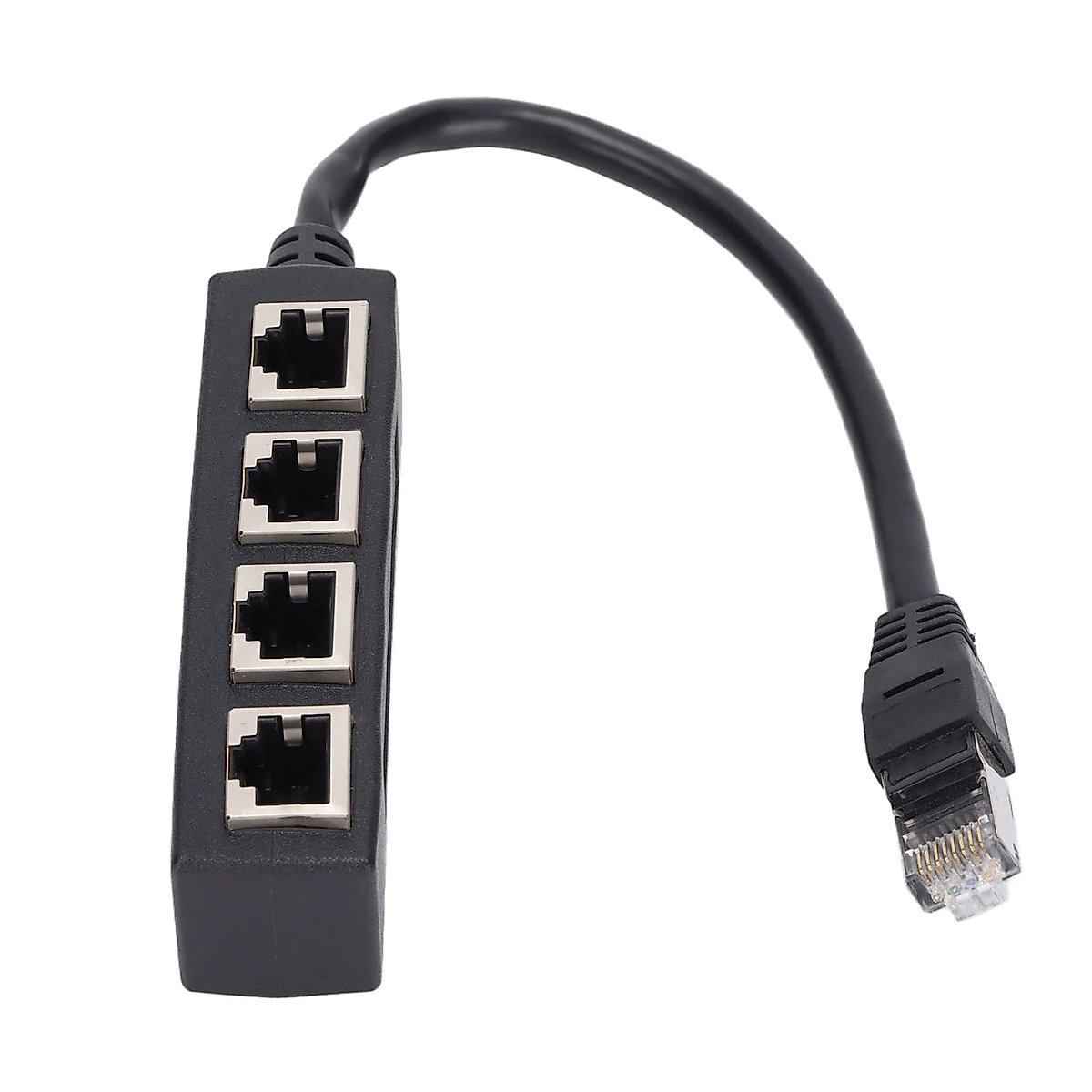 Zhiyavex RJ45 Splitter Adapter,1 to 4 Port Smooth Transmission Excellent Connection Network Cable Adapter,PCB Board Ethernet Adapter for All Networks, Homes and Offices, Broadband Connections, black