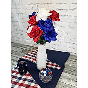 Admired By Nature Bush Artificial Full Blooming Flowers, Medium, 6. ABN_RD/WT/BL_Rose, 12 Count