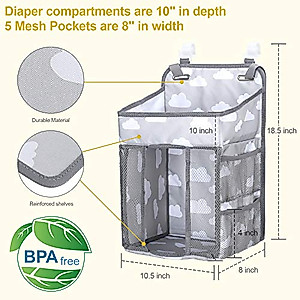 Accmor Hanging Baby Diaper Caddy Organizer, Diaper Stacker, Baby Crib Hanging Classified Storage Bag Organizer for Changing Table, Crib, Playard or Wall & Nursery Organization
