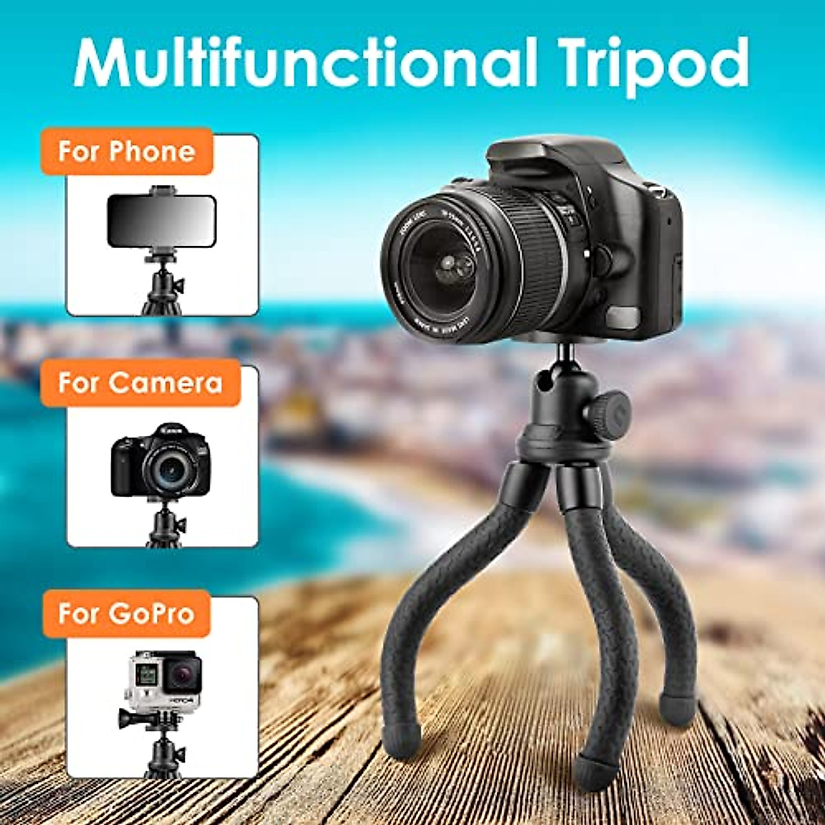Aureday Phone Tripod, Flexible Cell Phone Tripod Stand with Wireless Remote and Phone Holder, Portable Mini Tripod for iPhone&Android Phone