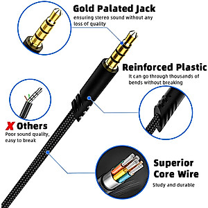 SAMERIVER A10 Cord Replacement with Volume Control, A40 Cable Works with A40 /A40 Gaming Headset Cable, A10 Headset Cable for Xbox One, PS4, PC, Most Smartphones -Braided Black 6ft