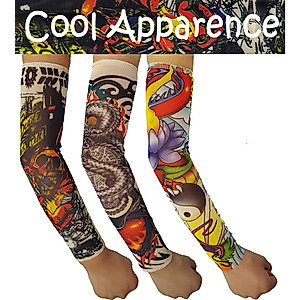 iToolai Temporary Tattoo Sleeves for Kids, Fake Slip On Arm Sunscreen Sleeves, 6pcs - Eagle,Skull,Dragon,Clown, Snake,etc