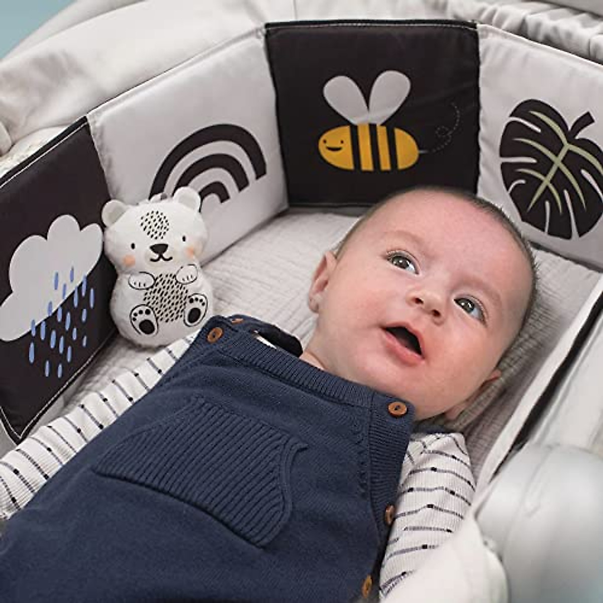 Taf Toys Newborn Soft Activity Book Black & White High Contrast Baby Book Infant Sensory Toys Tummy Time Soft Cloth Books for Babies Textured Fabric Crinkling Shapes Patterns 0-12 Months Newborn Toys