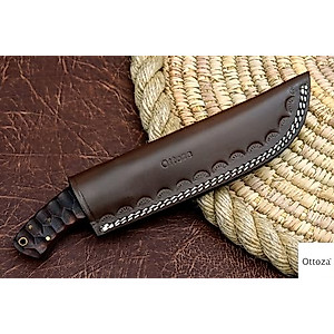 Ottoza Handmade Leather Knife Sheath SIDE DRAW Knife Sheath - Bushcraft Knife Sheath - Hunting Knife Sheath - Survival Knife Sheath - Vertical Knife Sheath Dark Brown TOP GRAIN LEATHER No:111