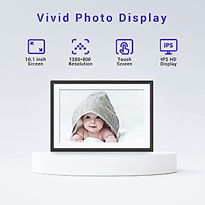 5G WiFi Digital Picture Frame 10.1 Inch Digital Photo Frame with 1280x800 IPS Touch Screen, Auto-Rotate and Slide Show, Easy Setup to Share Moments Via Phone APP-Gift for Family and Friends