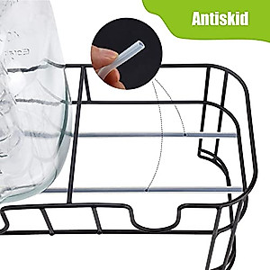 1 Gallon Glass Drink Dispensers For Parties 2PACK.Beverage Dispenser，Drink Dispenser With Stand And Stainless Steel Spigot 100% Leakproof.Glass Drink Dispenser With Ice Cylinder. Lemonade