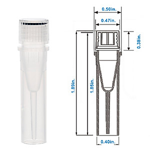 CryoKing Cryogenic Vials 0.5ml with O-Ring Caps Cryotubes for Low Temperature Sample Storage Clear Sterile Vials, Bag of 50