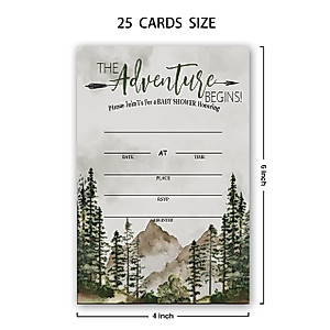 Yuansail Baby Shower Invitation Set, Fill In Invites Cards, Books For Baby, Diaper Raffle, Thank You, The Adveture Begins, Each Design 25 Cards & Envelopes (Total 100 Cards) – (bb003-taozhuang)