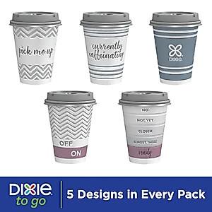 Dixie To Go Medium Paper Coffee Cups With Lids, 12 Oz, 14 Count, Disposable Cups For On-The-Go Hot Beverages