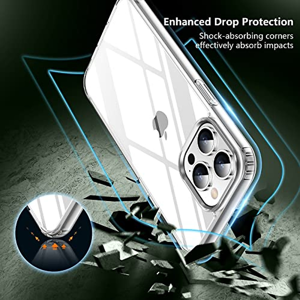 SPIDERCASE [3 in 1 Designed for iPhone 13 Pro Max Case, [Crystal Clear Not Yellowing][with 2 Pcs Tempered Glass Screen Protectors & 2 Pcs Camera Lens Protectors] Slim Thin Case (Silver)