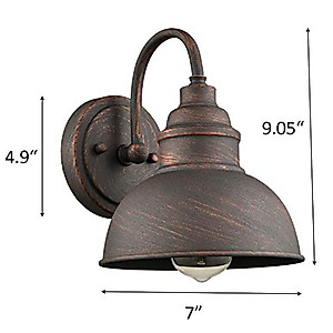 DIRYZON EUL Rustic Gooseneck Wall Sconce Outdoor/Indoor Farmhouse Porch Light 1-Light Barn Bedside Wall Light in Antique Copper Finish for Patio Front Door
