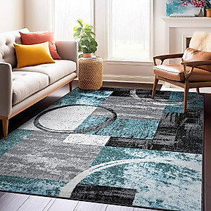 Rugshop Contemporary Abstract Circle Design Soft Area Rug 7'10" x 10'2" Gray