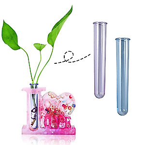 FineInno 9 Pcs Test Tubes, Plastic Plant Propagation Station Silicone Molds Transparent Tubes, Flowers Acrylic Test Tubes Round for Casting Mold