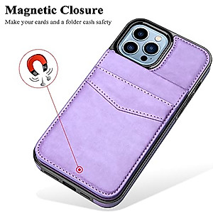 LakiBeibi Phone Case for iPhone 14 Pro Max Dual Layer Premium Leather Case for iPhone 14 Pro Max Wallet Case with Card Holders Flip Case Protective Case for iPhone 14 Pro Max 6.7 Inches,Purple