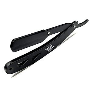 Men's Professional Black Steel Barber Men’s Folding Razor Knife Straight Edge Barbershop Razor Blade