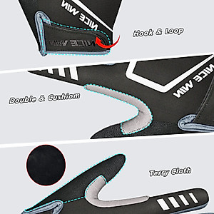 NICEWIN Cycling Bike Gloves Men Women, Padded Anti-Slip Mountain Bike Gloves, Touch Screen Full Finger Road Bicycle Biking Gloves (A Black, M)