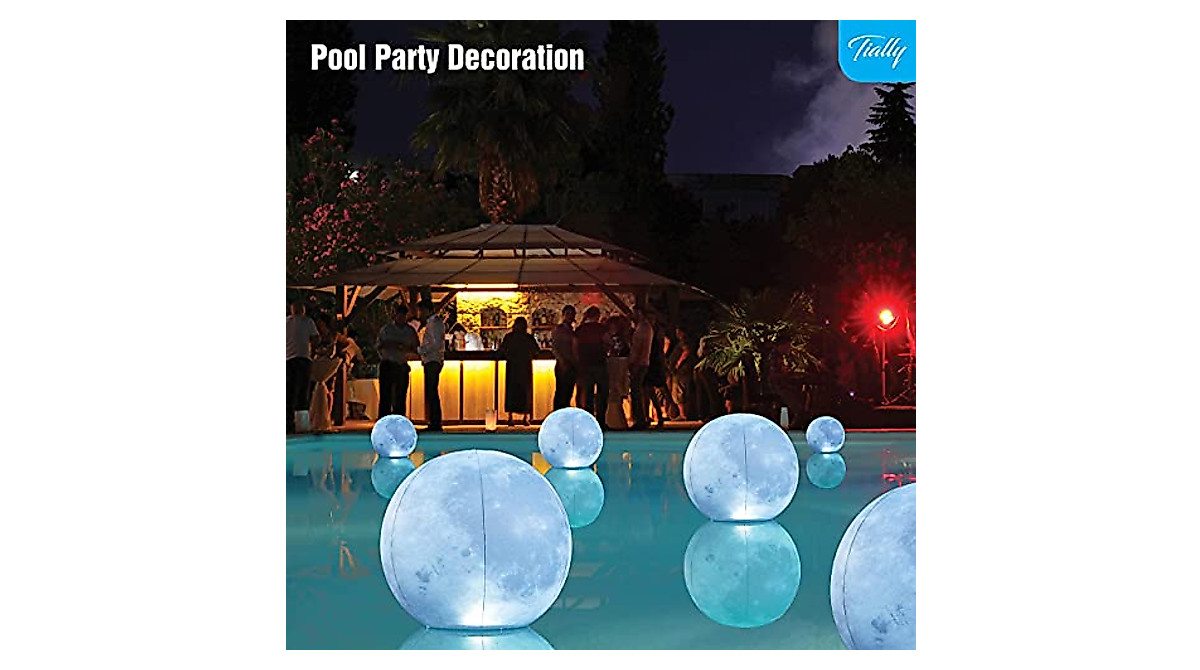 TIALLY Full Moon Solar Pool Lights - 4 Pack Floating Decor