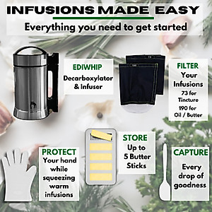 Decarboxylator and Infuser Machine, 2 in 1, Magic Butter Maker, Herb Machine, Magical Herb Oil Infuser, Herb Extractor, Butter Churner Electric, Tincture Machine - EdiWhip Butter Mold & Filters