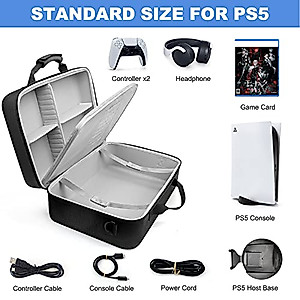 Carrying Case for PS5, Hard Shell Travel Protective PS5 Storage Bag Compatible with Playstation 5 and PS5 Digital Edition,Pro Controller,Headset,PS5 Host Base,Game Cards and Gaming Accessories