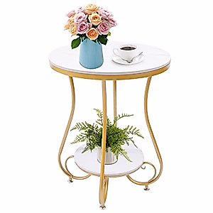 End Table, Modern Round Coffee Table 2-Tier Storage Space Round End Table Side Table Nightstand for Storing and displaying Objects and Decorations for Living Room Bedroom Office Small Space