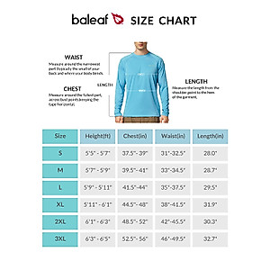 baleaf Men's Rash Guard Shirts Fishing Long Sleeve UV Sun Protection SPF T-Shirts UPF 50+ Lightweight Beach Blue Size XXL