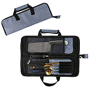 Chef Knife Bag,Knife Roll Bag,Knife Case Holder,Heavy Duty Oxford Knife Roll with 13 Slots For Knives Kitchen Tools,Portable Knife Bags For Chefs Working Camping.Knife Case For Men Women (Blue)