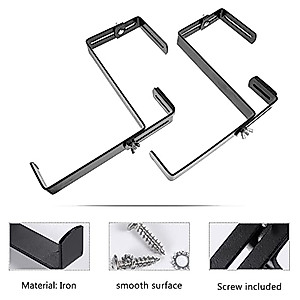 Happyyami 2Pcs Adjustable Railing Hook Balcony Window Planter Box Hanging Planters for Patio Rail Planters Bird Feeder Hangers for Outside Wrought Iron Fence