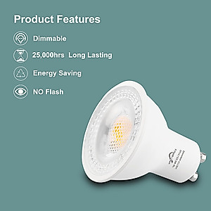 LumStory 12-Pack GU10 LED Bulbs Daylight White 5000K, 6W 600LM Dimmable GU10 Base Two Prong Light Bulb, 50W 60W Halogen Replacement, Track Lighting Bulb, Recessed Light Bulbs