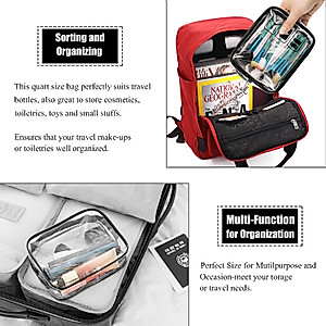 MODENGKONGJIAN TSA Approved Toiletry Bag, 3 Pcs Clear Toiletries Bags Quart Size Travel Makeup Cosmetic Bag for Women Men, Carry on Airport Airline Compliant Bag (Black)