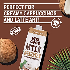 Vita Coco Barista Milk - Plant Based, Dairy Free Milk Alternative - Gluten Free, Soy Free, and Unsweetened - Perfect Add to Coffee, Matcha, Pink Drinks - 33.8 Fl Oz (Pack of 6)