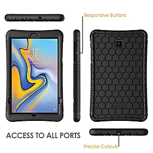 Fintie Silicone Case for Samsung Galaxy Tab A 8.0 2018 Model SM-T387, [Honey Comb Series] [Kids Friendly] Light Weight Shock Proof Protective Cover, Black