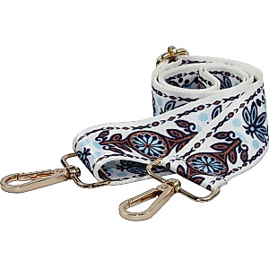 Duwi Wide Purse Strap Jacquard Guitar Style Strap Multicolor Canvas Adjustable Crossbody Bag Strap(no,white,dark pattern)