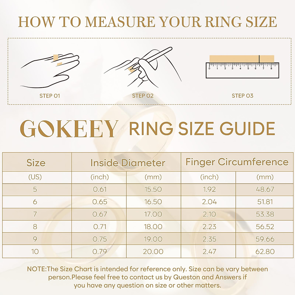 Gokeey Gold Rings for Women, 14K Gold Stacking Rings Set for Women Dainty Stackable Rings for Girls Jewelry Gifts Comfort Fit Size 5 to 10 (7)